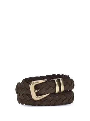 Brunello Cucinelli Leather Woven Belt - Brown
