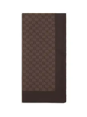 Gucci Gg Silk Twill Jacquard Scarf - Brown