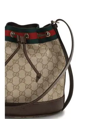 Gucci Venice Mini Bucket Bag In Gg Coated Fabric - Cream