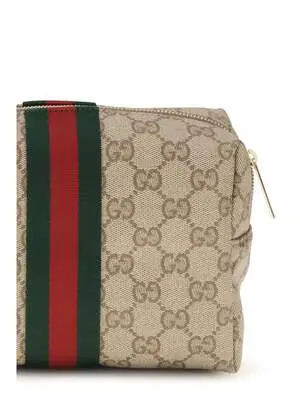 Gucci Medium Beauty Case With Web Stripe - Cream