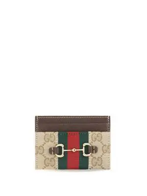 Gucci Web Horsebit Card Holder - Cream