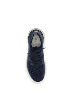 Brunello Cucinelli Cotton Knit Sneakers - Blue