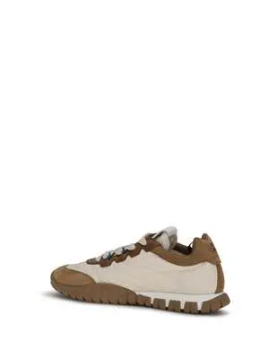 Miu Miu Fabric And Suede Lace-up Sneakers - Cream