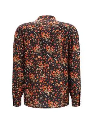 Gucci Silk Flora Print Shirt With Neck Bow - Multicolor