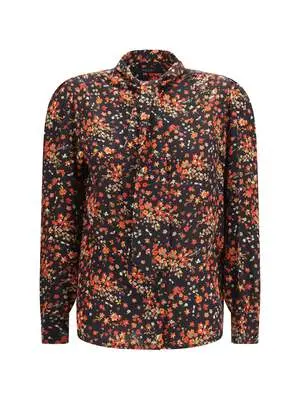 Gucci Silk Flora Print Shirt With Neck Bow Multicolor