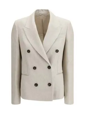 Brunello Cucinelli Button Herringbone Blazer - Cream