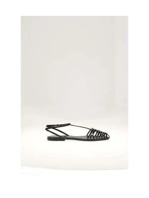 Celine Strappy Flat Sandal - Black