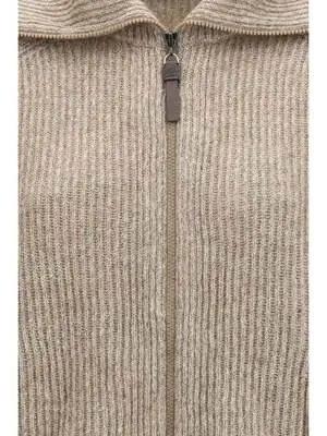 Brunello Cucinelli High-neck Zip-up Sweater With Wide Sleeves