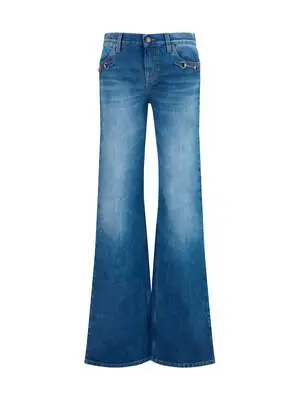 Gucci Stretch Cotton Jeans With Horsebit Detail - Blue