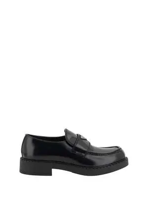 Prada Leather Loafers With Platform Sole - Black
