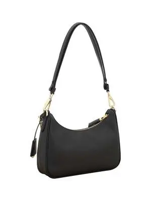 Prada Saffiano Leather Shoulder Bag With Chain Strap - Black