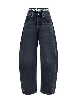 Alexander Wang Blow-up Jeans With Logo Waistband - Gray