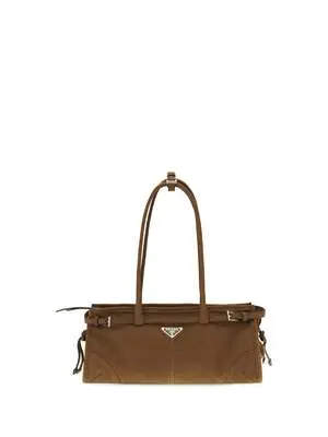 Prada Medium Bonnie Handbag In Nubuck Leather - Brown