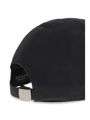 Gucci Cotton Baseball Cap With Web And Gg Embroidery - Black