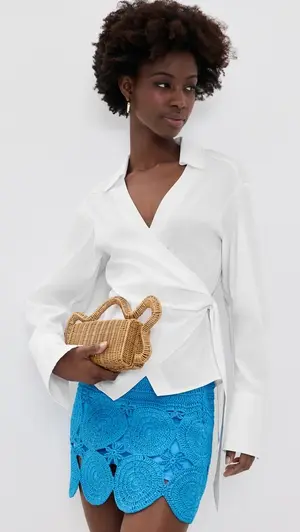 SIMONMILLER Anya Poplin Wrap Top