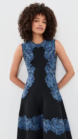 Ulla Johnson Iona Jacquard Knit Midi Dress - Lapis