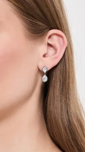 ADINA EDEN Cubic Zirconia Double Pear Drop Stud Earrings