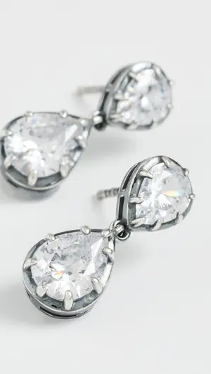 ADINA EDEN Cubic Zirconia Double Pear Drop Stud Earrings