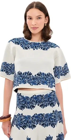 Ulla Johnson Alara Short Sleeve Knit Jacquard Top