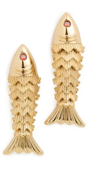 Madewell Gold Plated Fish Statement Stud Earrings - Deep Lagoon
