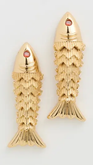 Madewell Gold Plated Fish Statement Stud Earrings