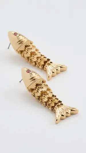 Madewell Gold Plated Fish Statement Stud Earrings