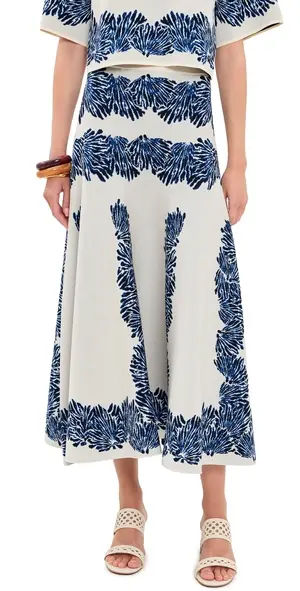 Ulla Johnson Alessia Knit Jacquard Skirt - Lapis
