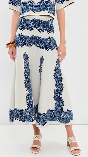 Ulla Johnson Alessia Knit Jacquard Skirt - Ocean