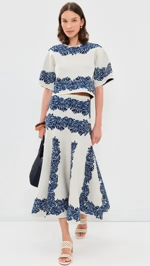 Ulla Johnson Alessia Knit Jacquard Skirt - Ocean