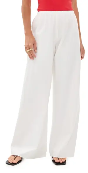 LA LIGNE Cotton Poplin Wide Leg Pants - White