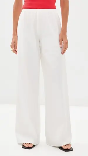 LA LIGNE Cotton Poplin Wide Leg Pants - White
