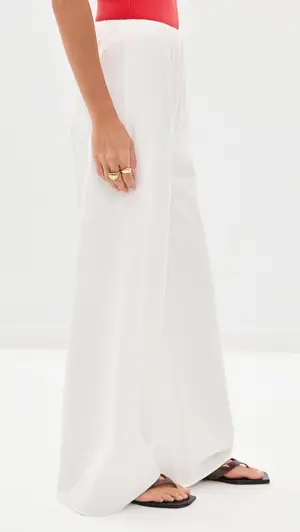 LA LIGNE Cotton Poplin Wide Leg Pants - White
