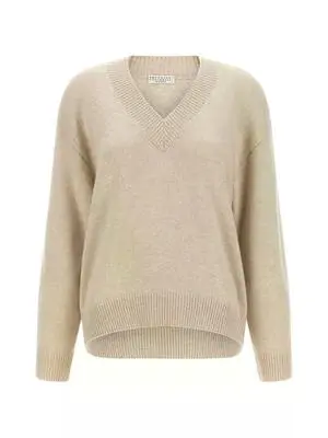 Brunello Cucinelli Sequin-appliqué V-neck Sweater - Neutrals