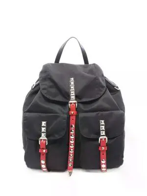 Prada Vela Studded Backpack - Black