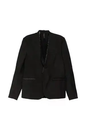 GIOVANNI CAVAGNA Raw-edge Collarless Blazer - Black