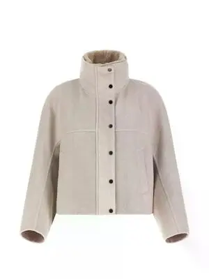 Brunello Cucinelli Shearling Trim Bat-sleeve Coat
