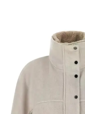 Brunello Cucinelli Shearling Trim Bat-sleeve Coat