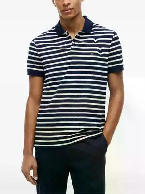 Tommy Hilfiger Striped-print Logo-embroidered Polo Shirt