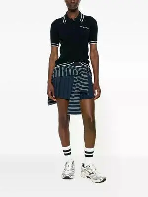 SPORTY & RICH Cable-knit Logo Polo Shirt - Blue