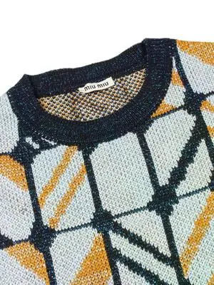 Miu Miu Geometric Pattern Crew Neck Sweater