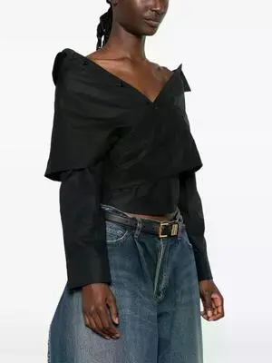 Balenciaga Off-shoulder Wrap Blouse