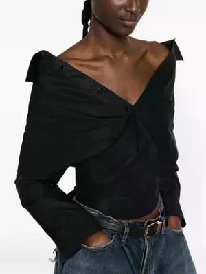 Balenciaga Off-shoulder Wrap Blouse