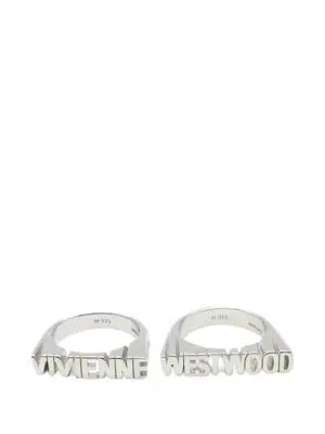 VIVIENNE WESTWOOD Polished -tone Logo Ring Set - Silver