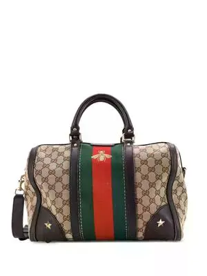 Gucci Vintage Bee Web Gg Canvas Medium Satchel - Brown