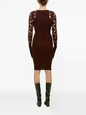 ISA BOULDER Argyle-sleeve Cut-out Mini Dress