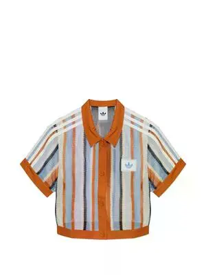 Adidas Striped Cropped Shirt - Blue