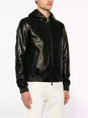 SERGIO MORETTI FIRENZE Hooded Leather Jacket
