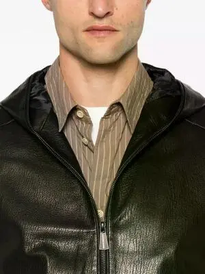 SERGIO MORETTI FIRENZE Hooded Leather Jacket