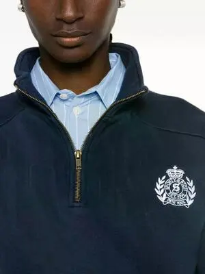 SPORTY & RICH Quarter-zip Sweatshirt With Crest Embroidery