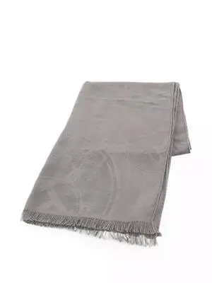 Hermès 2000s New Libris Fringed Scarf - Grey